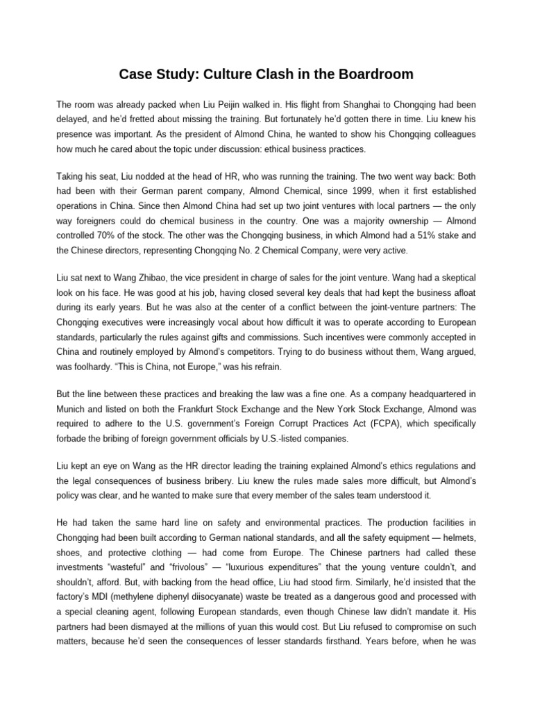 Case Study Cultural Ethic - Chapter 6 | PDF