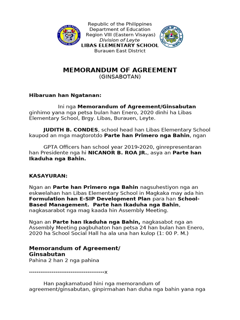 brgy. resolution & MOA | PDF