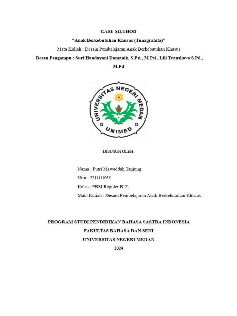 Case Method - (Putri Mawaddah TJG) - Desain ABK | PDF