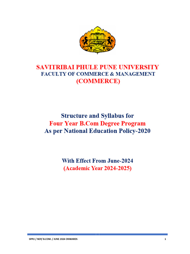 NEP FY B.com Sem-I Intergrated Syllabus File 06.07.2024 08072024 | PDF