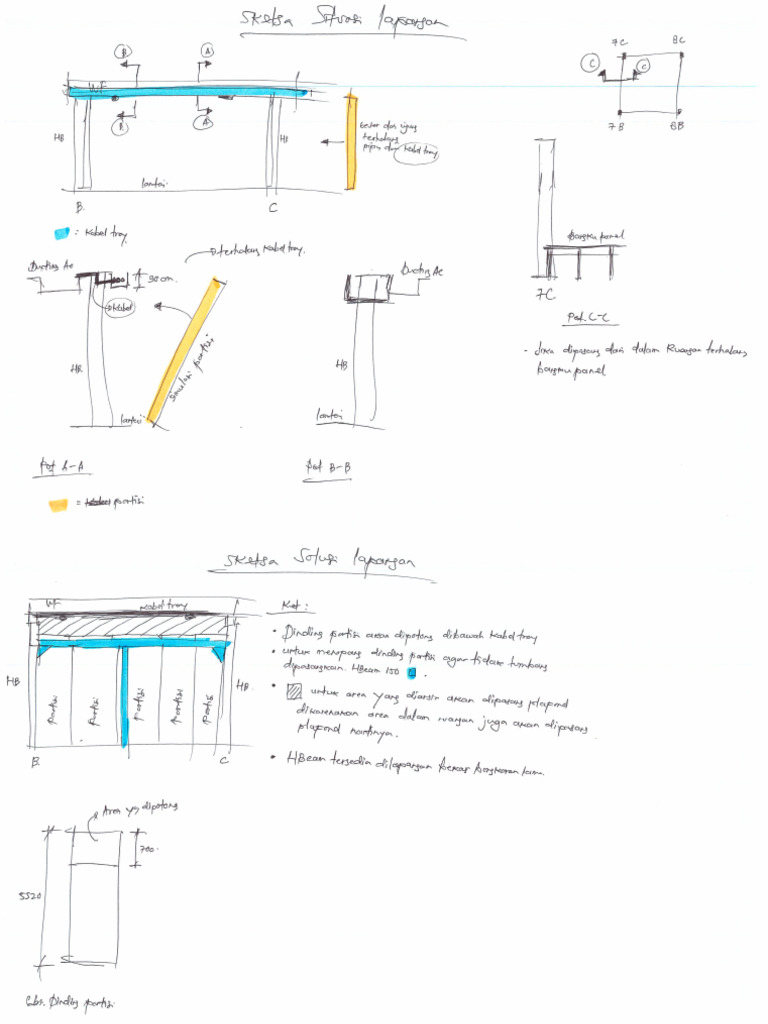 Sketsa Situasi Lapangan Case Kabel Tray Ac | PDF