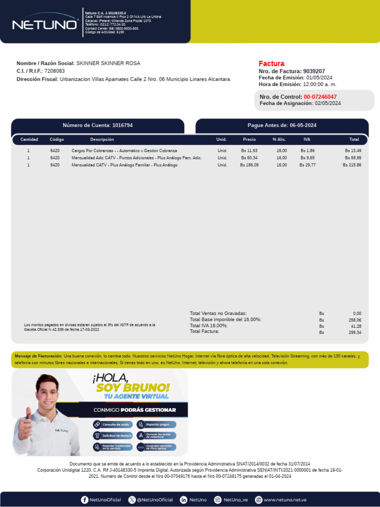 Factura Netuno Mayo | PDF