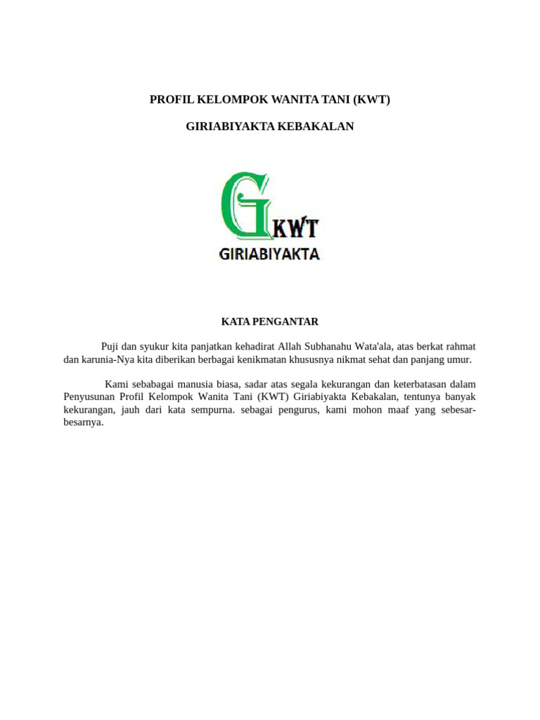 Profile KWT Giriabiyakta Kebakalan 2023 | PDF