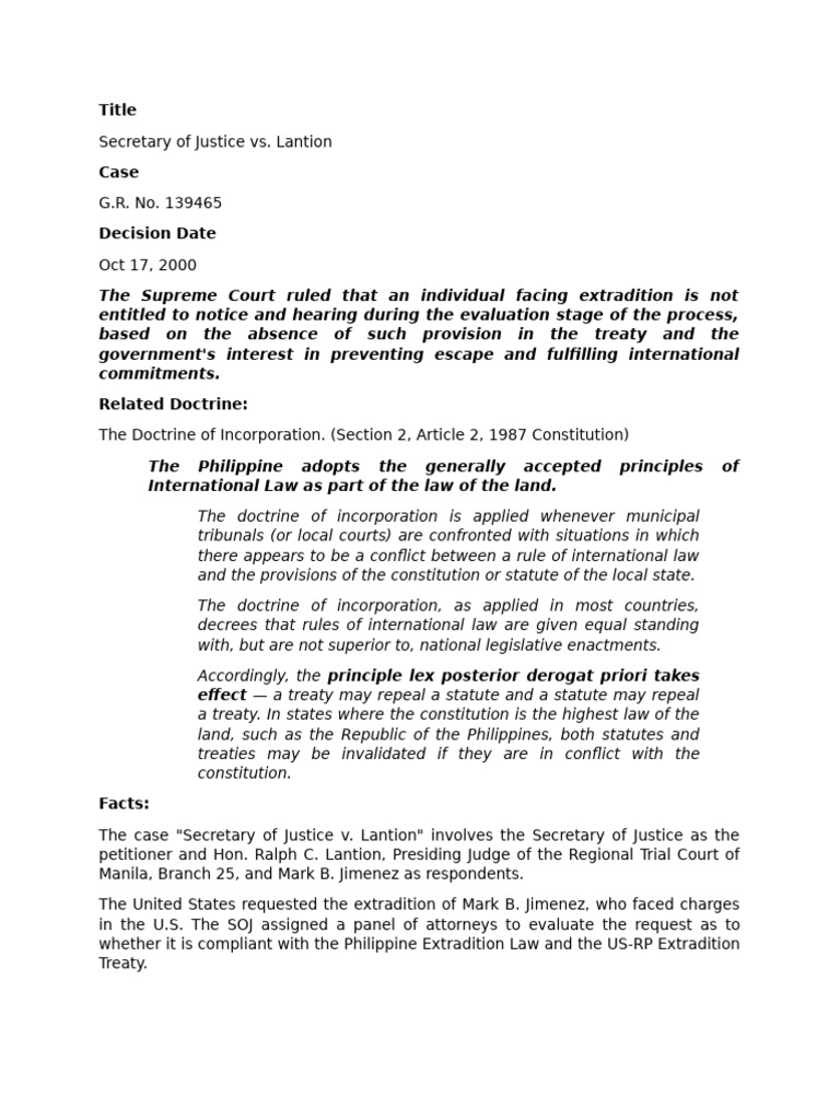 G.R. No. 139465 - SOJ Vs Lantion | PDF