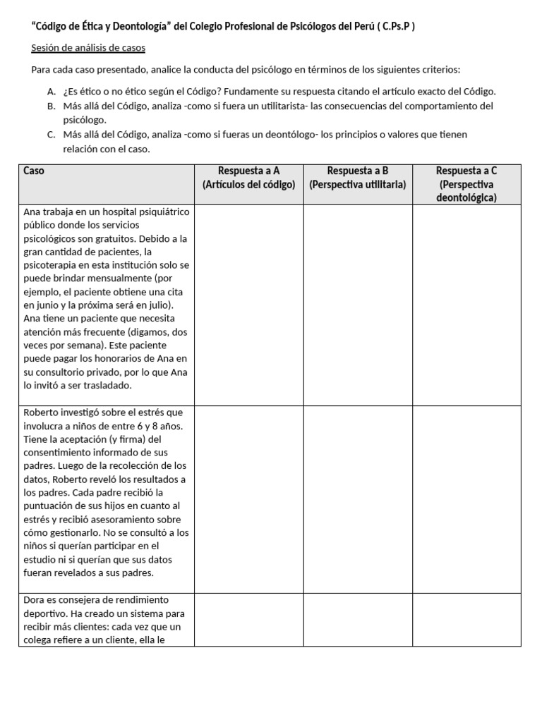 Case Analysis Handout - CPSP | PDF