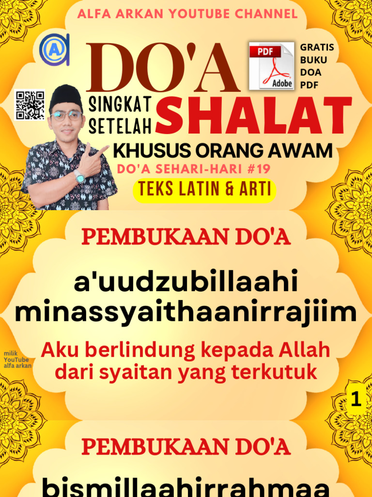 Doa Singkat Setelah Shalat Latin & Arti (YouTube Alfa Arkan) | PDF