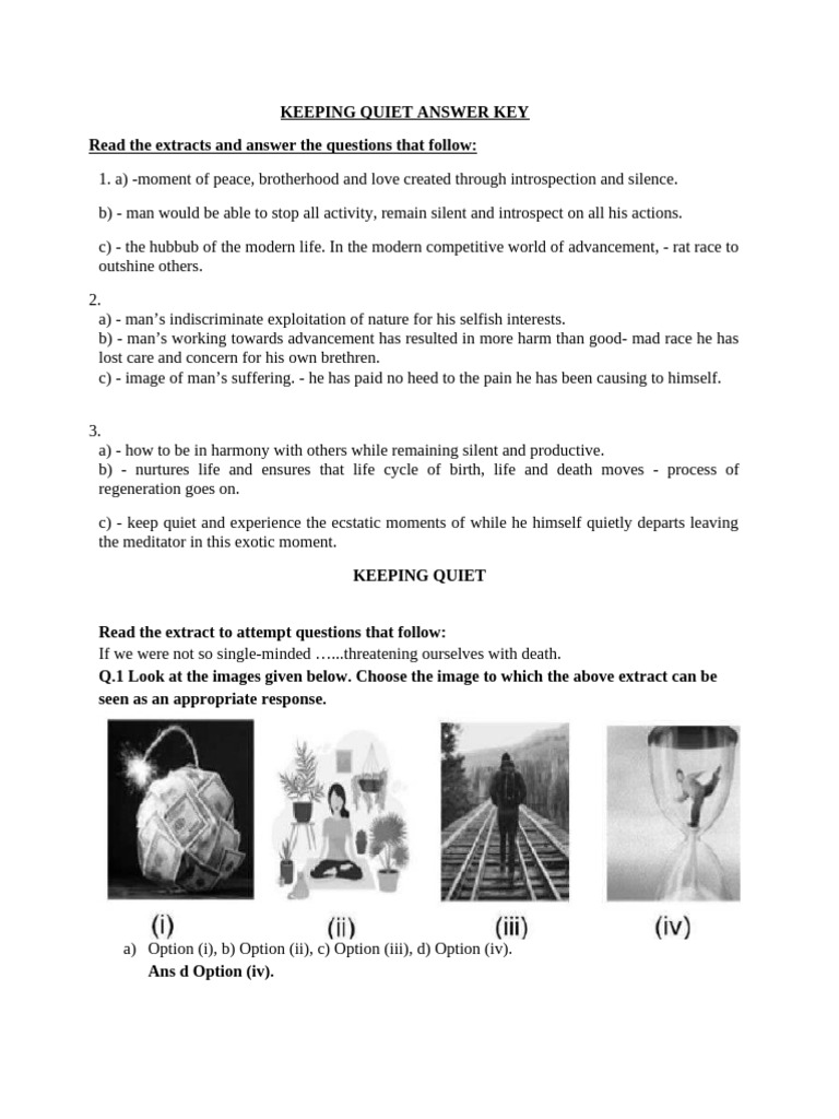 Keeping Quiet - Answer Key | PDF