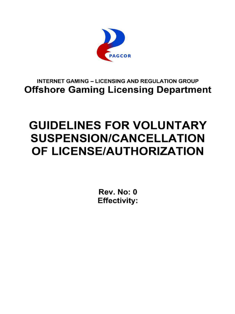 Guidelines For Voluntary Suspension Cancellation of License and or ...
