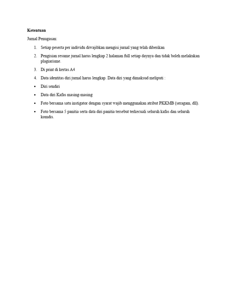 Ketentuan Jurnal Peserta DM24 | PDF