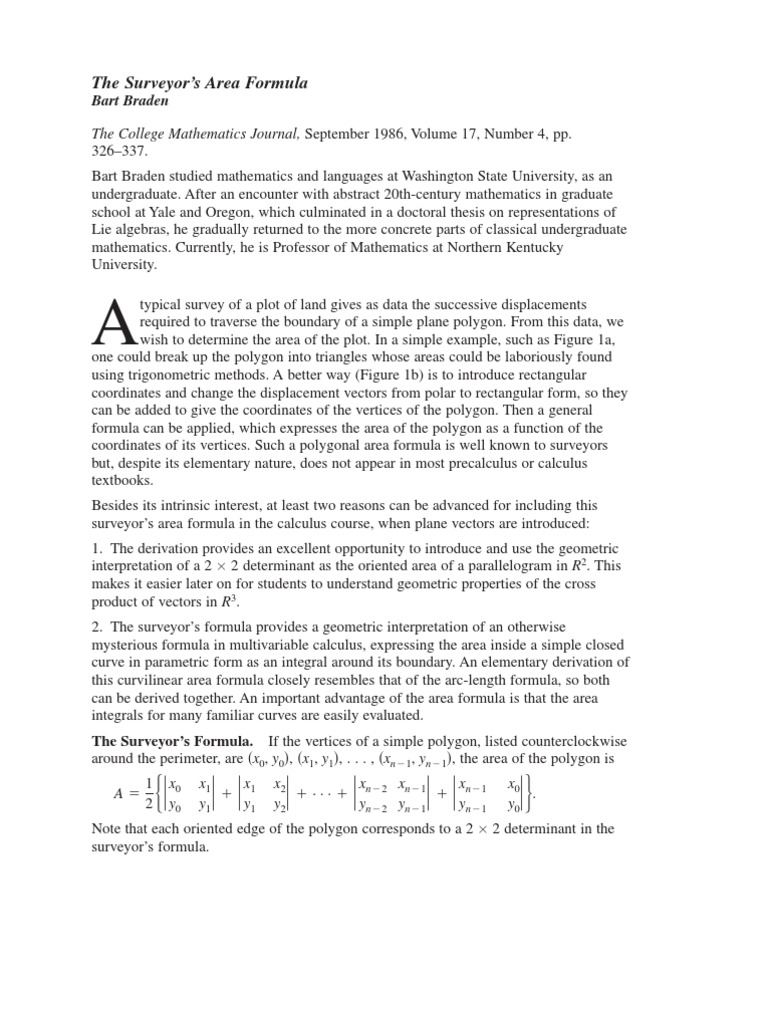 Survey Formula | Integral | Area