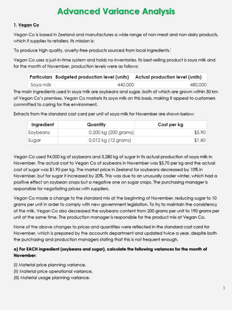 Advance Variances | PDF