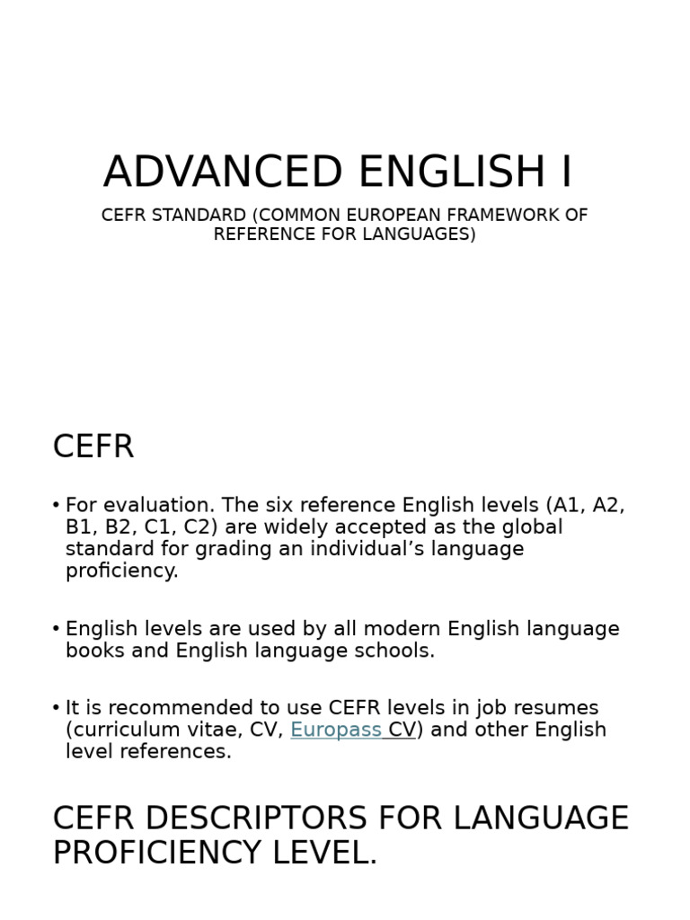 Advanced English I Class 1 | PDF