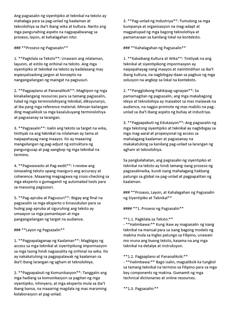Ang Pagsasalin NG Siyentipiko at Teknikal Na Teksto Ay Mahalaga para Sa ...