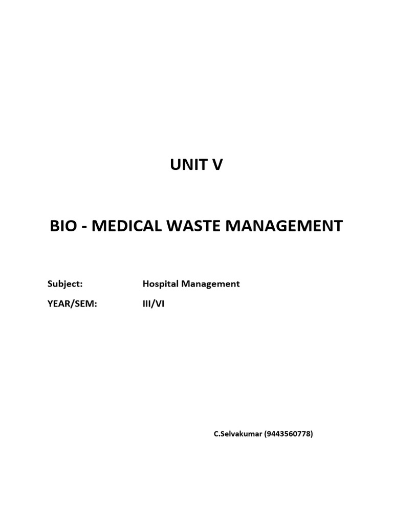 Medical Waste Management | PDF