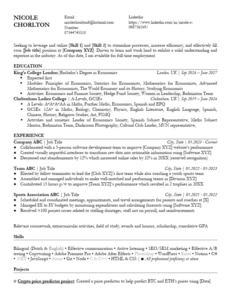 Free Resume Template | PDF