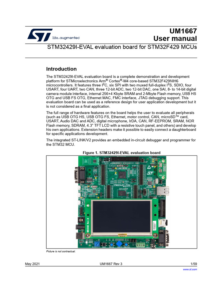 Um1667 Stm32429ieval Evaluation Board For stm32f429 Mcus Stmicroelectronics | PDF