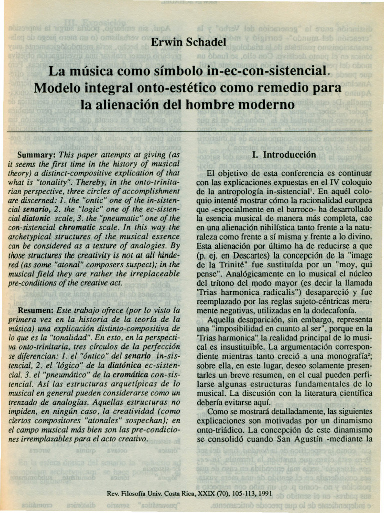 La Musica Como Simbolo In-Ec-Con-Sistencial. | PDF