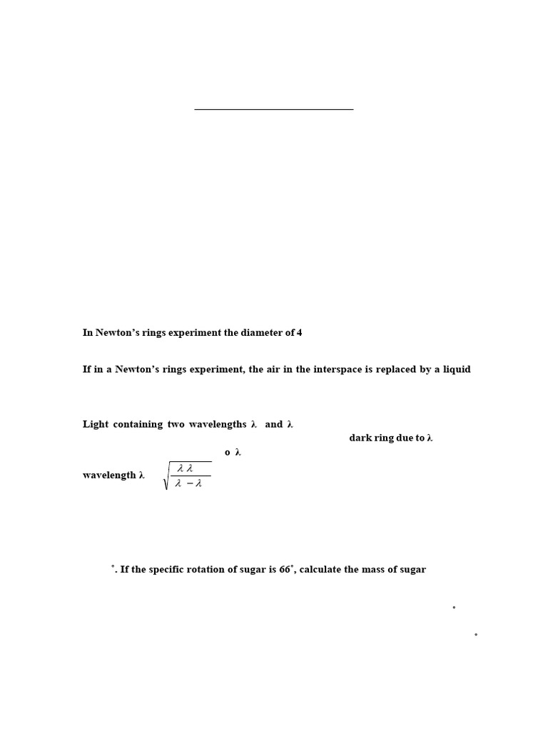 Tutorial Sheet 1 (Physical Optics) - Engineering Physics | PDF