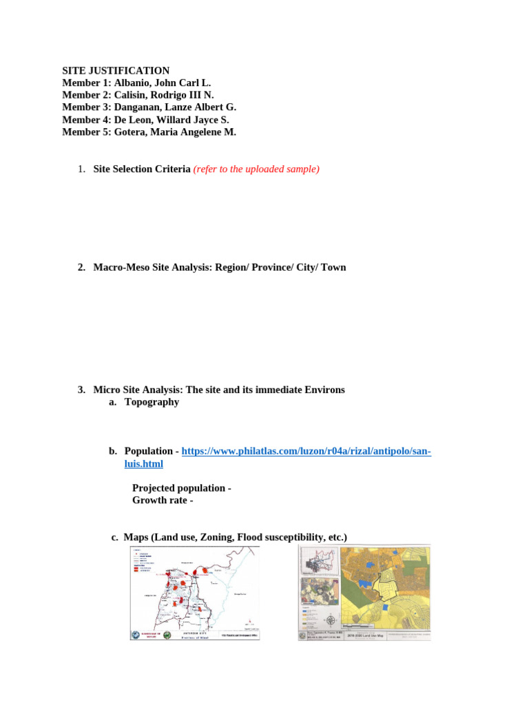 Site-Justification Group-4 | PDF