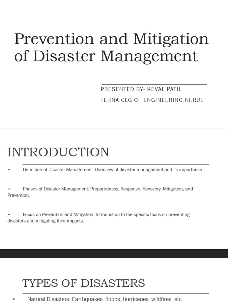 Prevention and Mitigation of Disaster Management | PDF