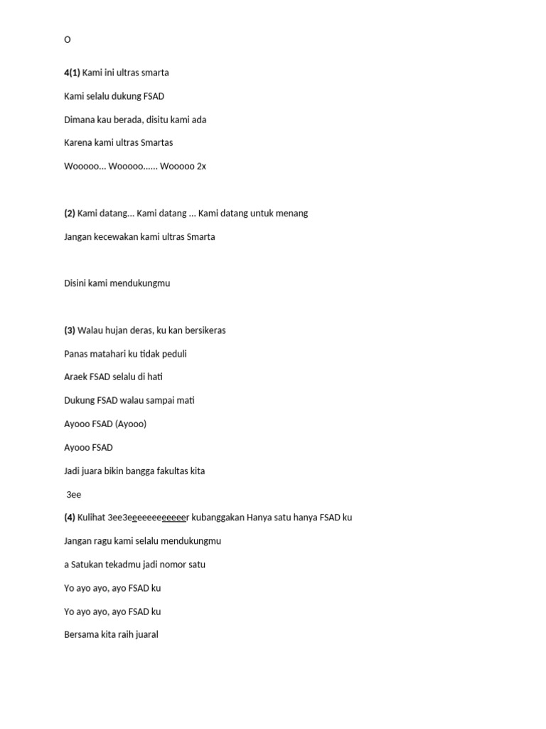 Lirik Chant Ultras Smarta | PDF