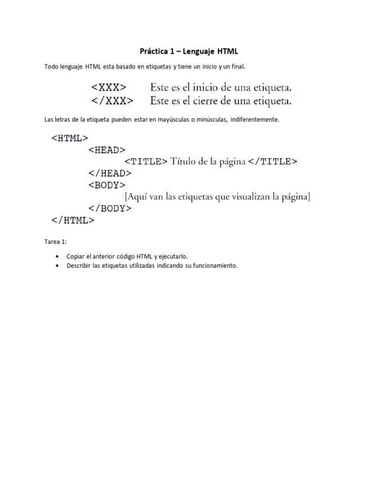 Lenguaje HTML 1 | PDF