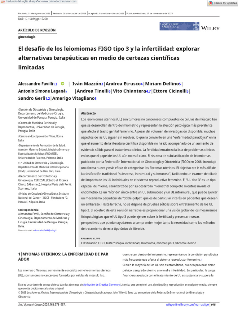 Intl J Gynecology Obste - 2023 - Favilli - The Challenge of FIGO Type 3 ...
