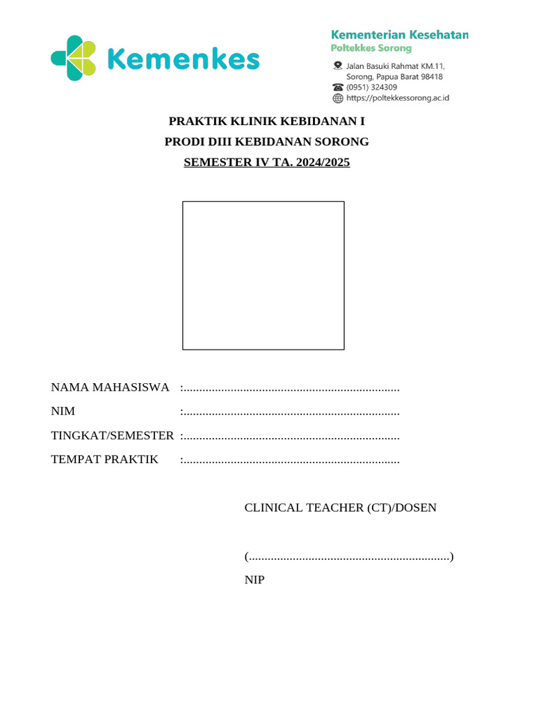 Form Logbook Praktik Klinik Kebidanan I Lengkap | PDF