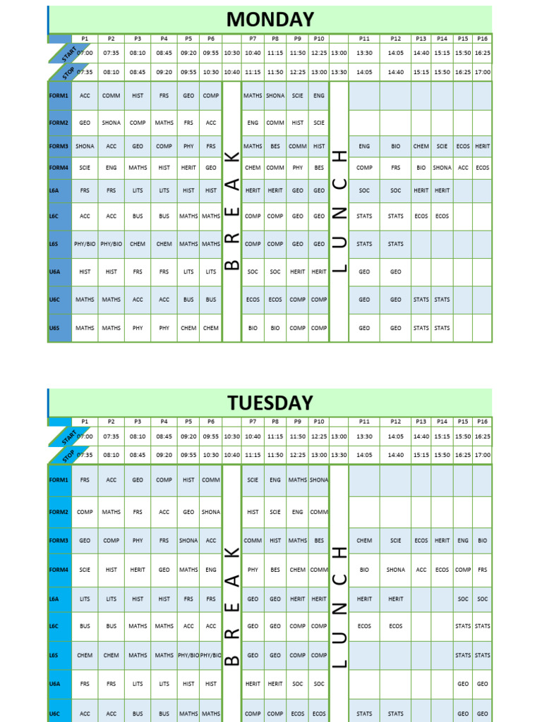 Ema (St Faith College) Time Table | PDF