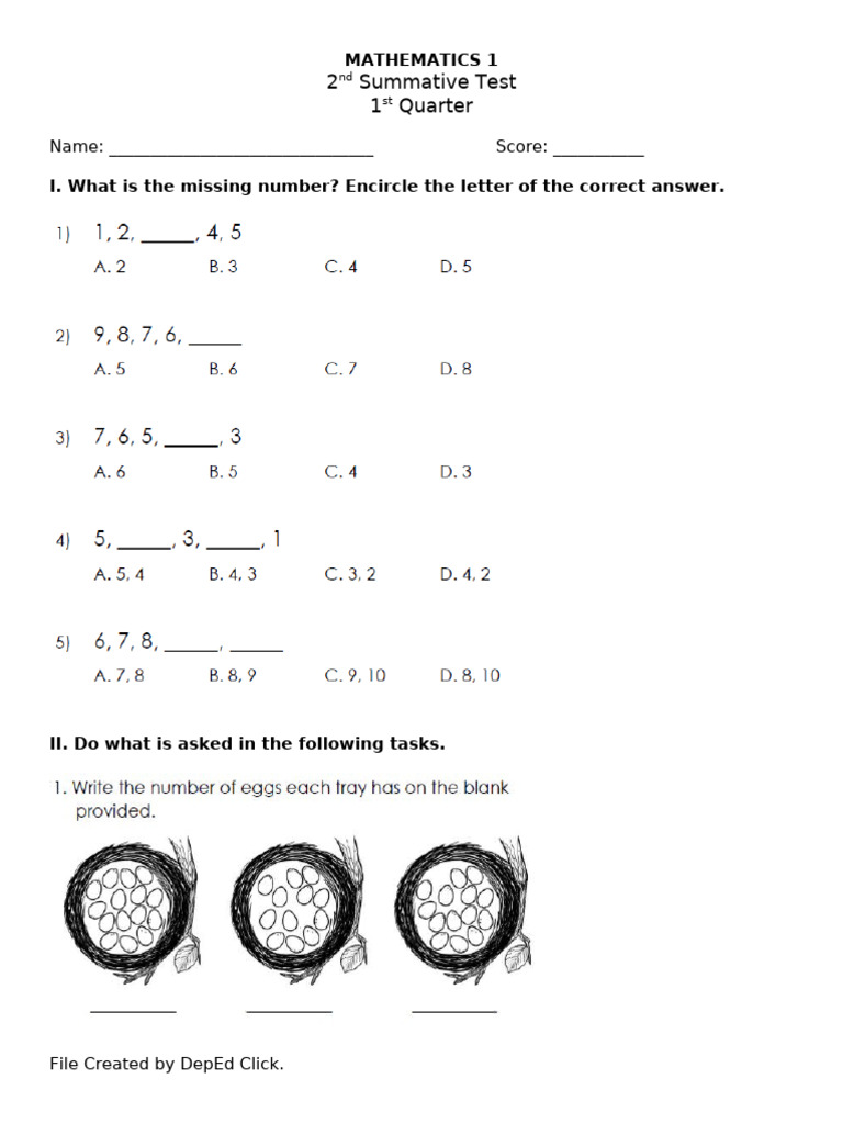 Mathematics 1 St2 q1 Matatag | PDF