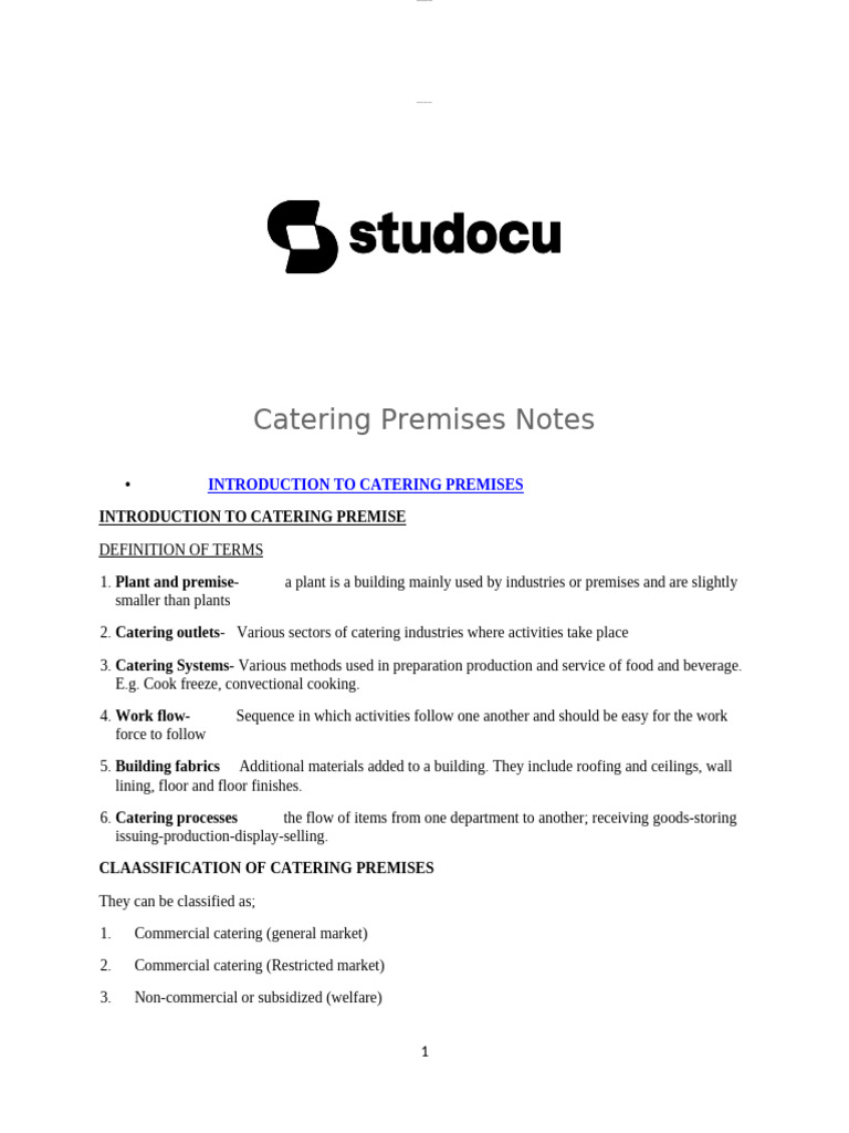 Catering Premises Notes | PDF | Lighting | Carbonate