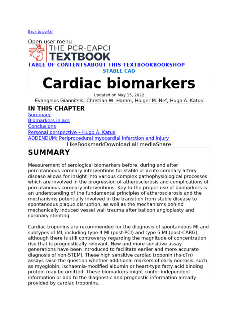Cardiac Biomarkers | PDF