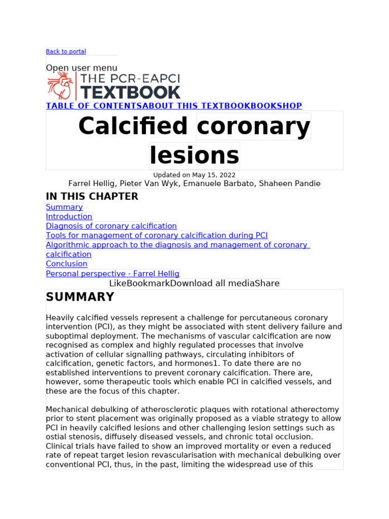 Calcified Coronary Lesions | PDF