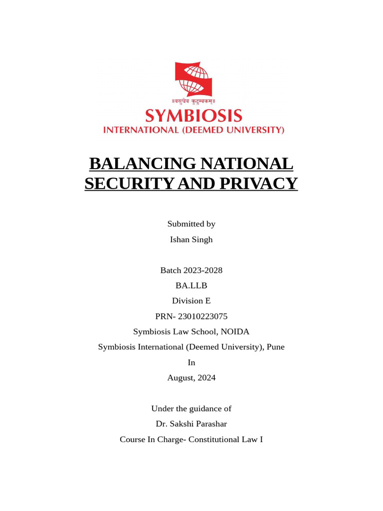 Balancing National Security and Privacy | PDF
