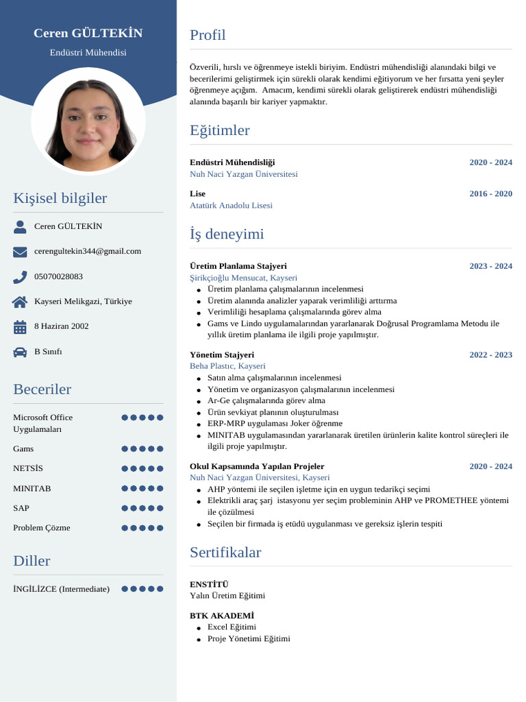 Ceren GÜLTEKİN CV | PDF