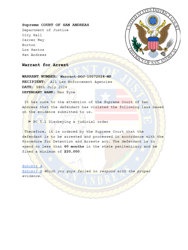 Warrant DOJ 10072024 MP | PDF