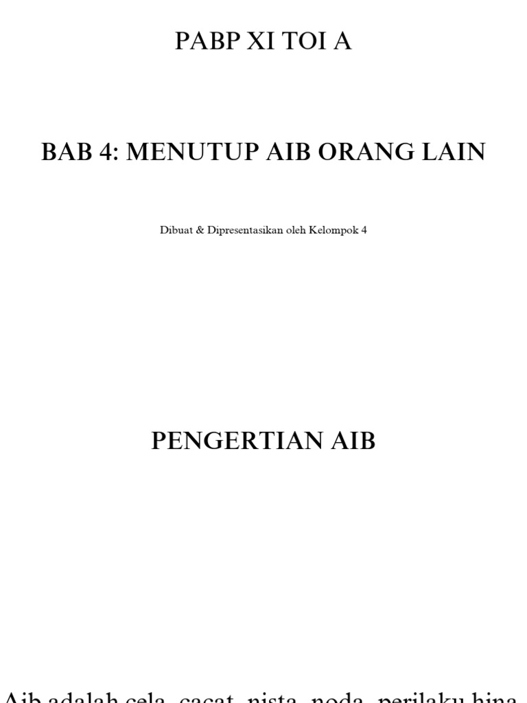 Menutup Aib: Etika dan Hikmahnya | PDF