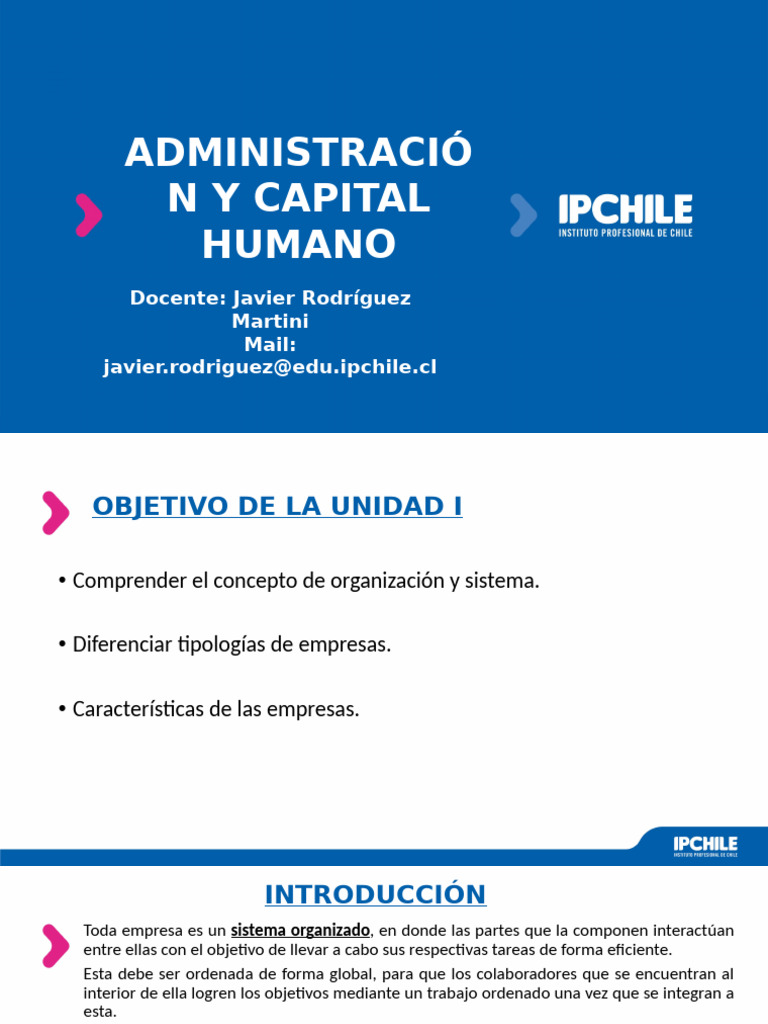Ipchile Adm. y Cap. Humano Clase 1 | PDF