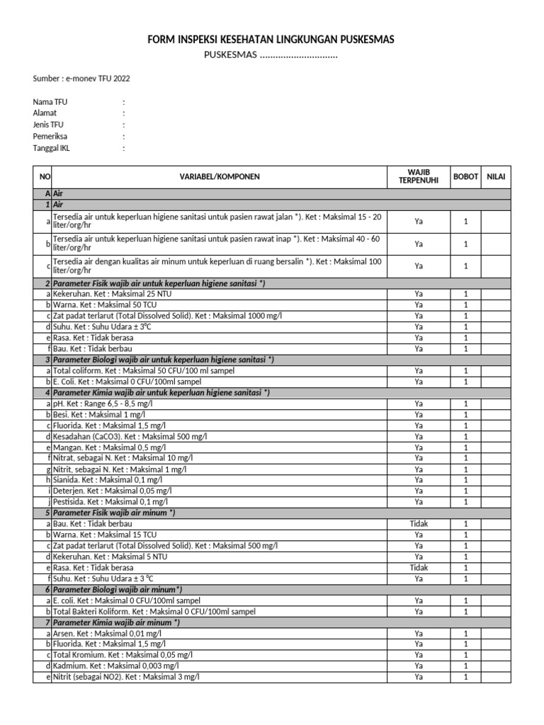 Form IKL Puskesmas Emonev TFU | PDF