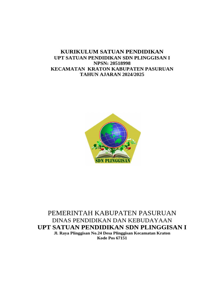 KSP SDN Plinggisan 2024-2025 | PDF