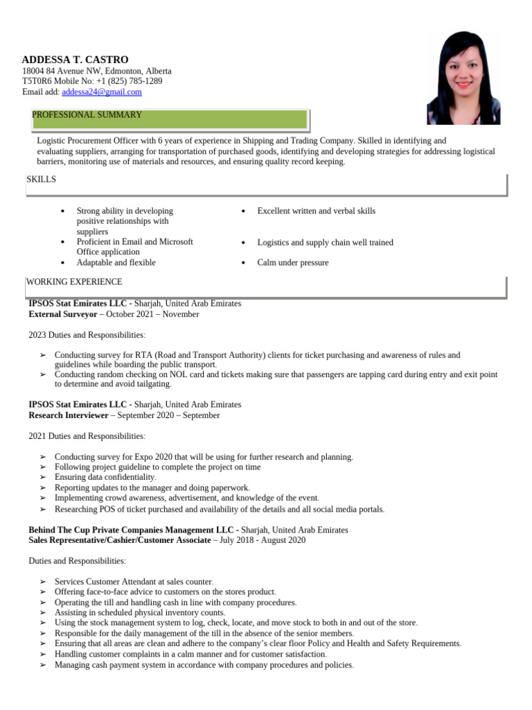 Addessa Castro CV | PDF