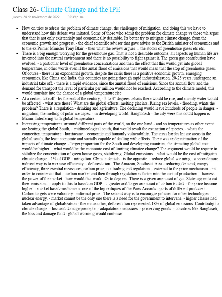 Class 26 - Climate Change and The IPE | PDF | Climate Change | Finance ...