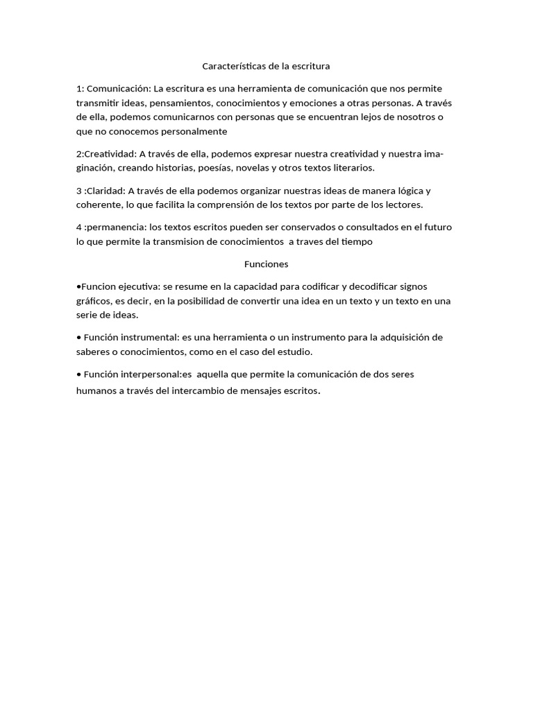 Características de La Escritura | PDF
