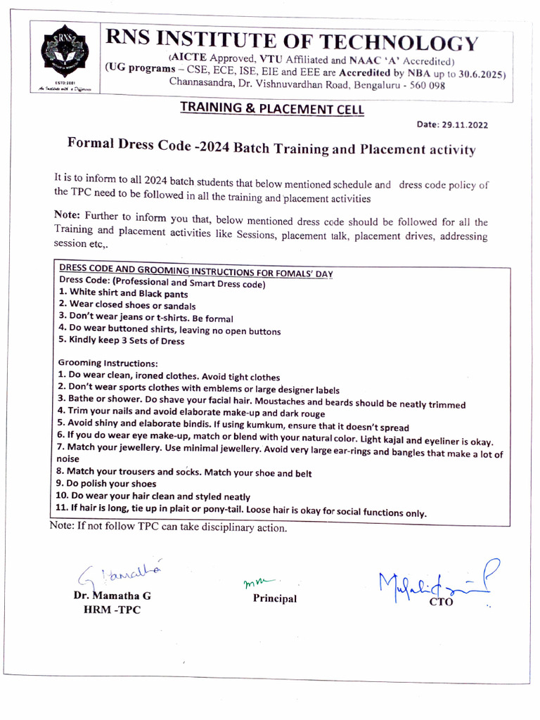 2024 Batch - TPC Dress Code Policy | PDF