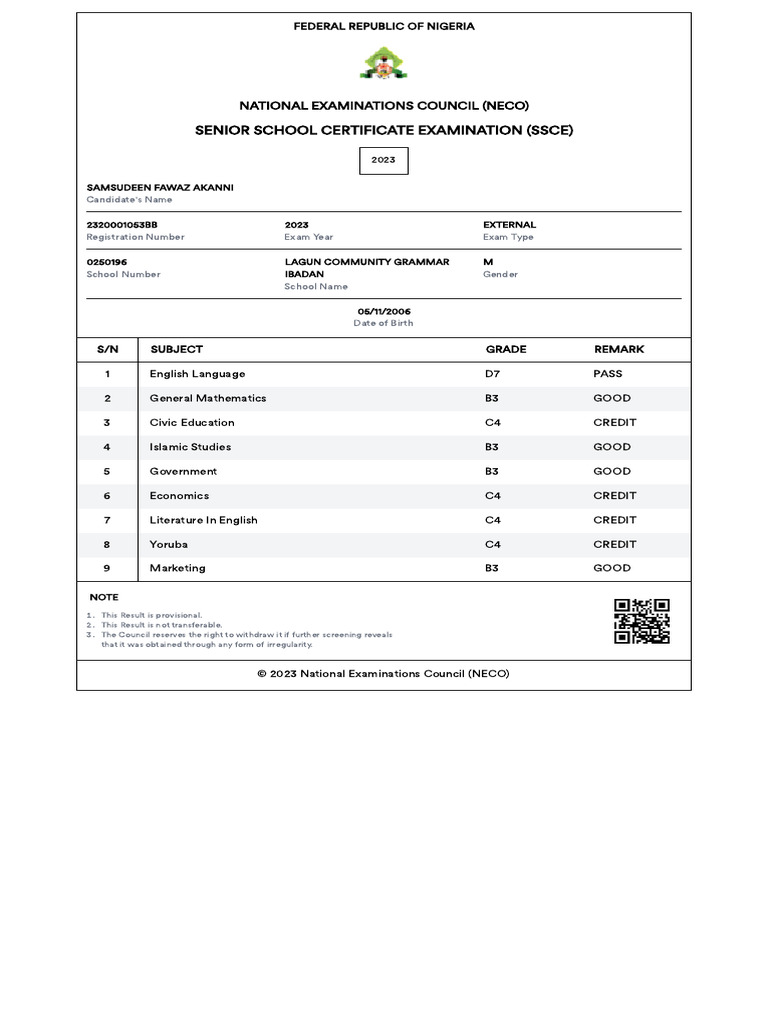 Senior School Certificate Examination (Ssce) : National Examinations ...