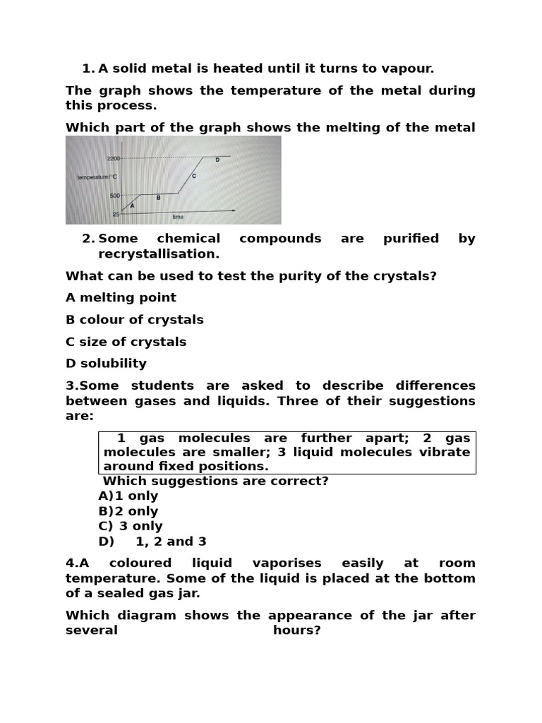 A Solid Metal Is Heated Until It Turns To Vapour | PDF