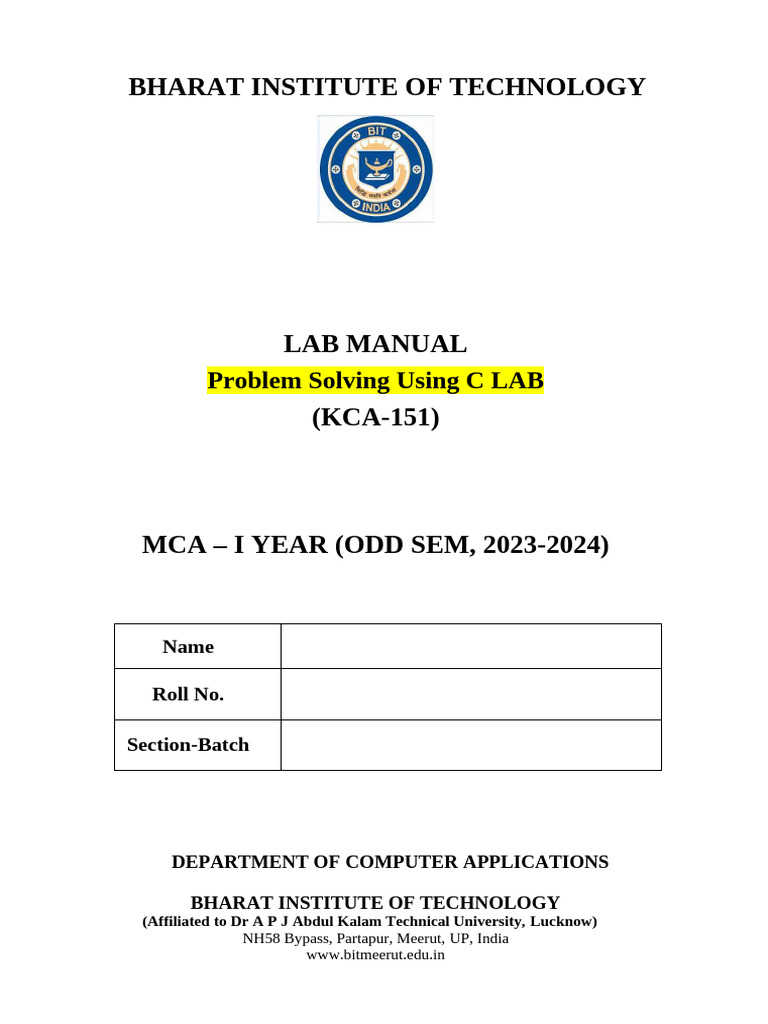 C Lab Manual | PDF