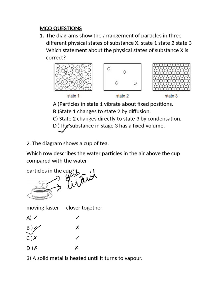 mcq of solids liquids and gases | PDF