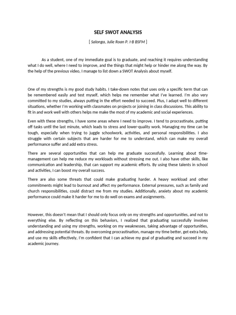Self Swot Analysis Pdf
