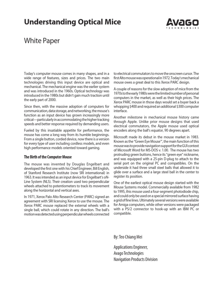 Understanding Optical Mice White Paper | PDF | Light Emitting Diode ...
